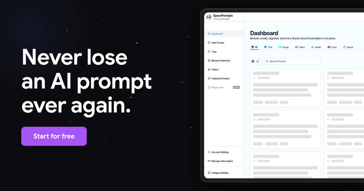 AI Prompt Manager - Organize & Sync Prompts | SpacePrompts